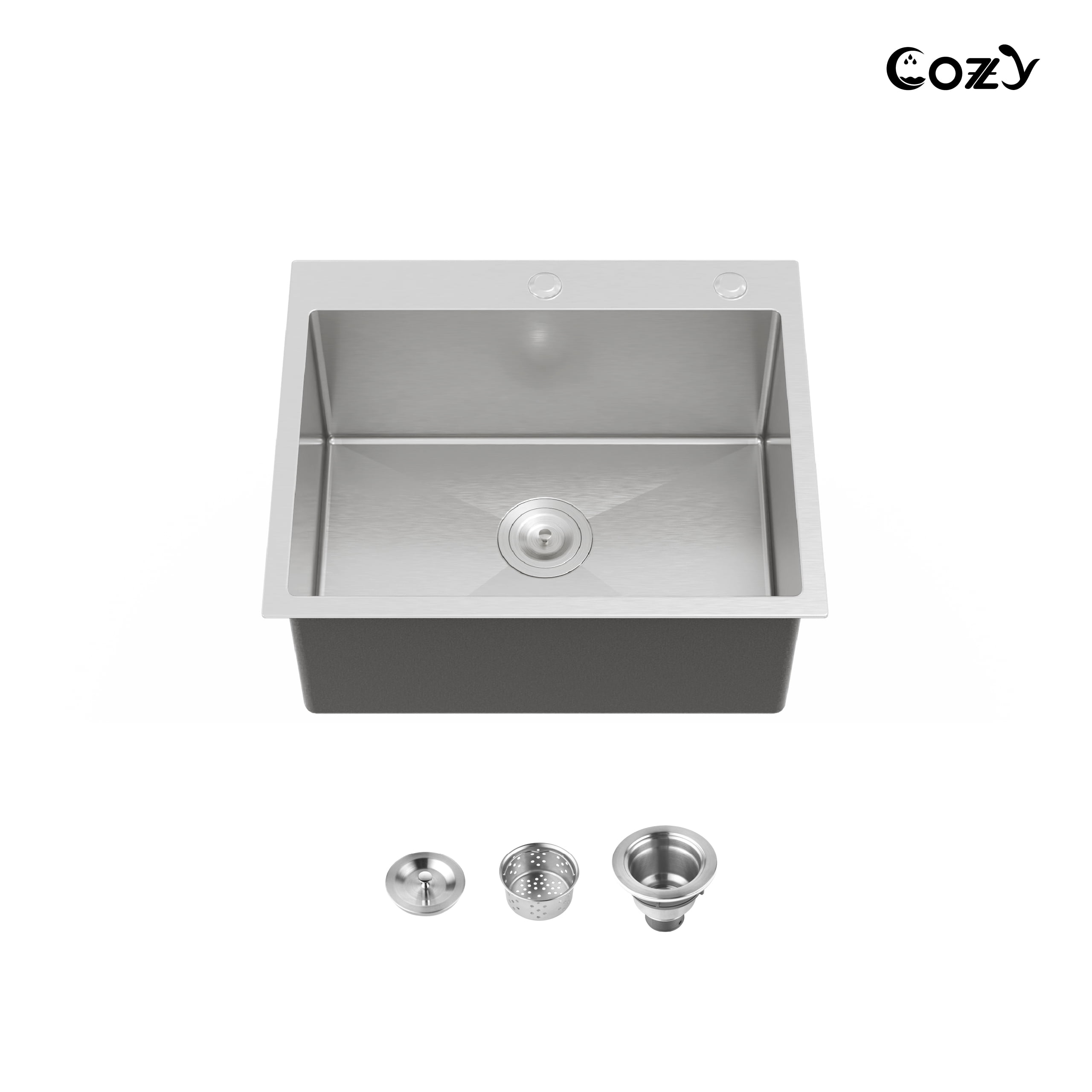 Stainless Steel Single Bowl Kitchen Sink 23x19 inch, 1-Piece Overmount ...