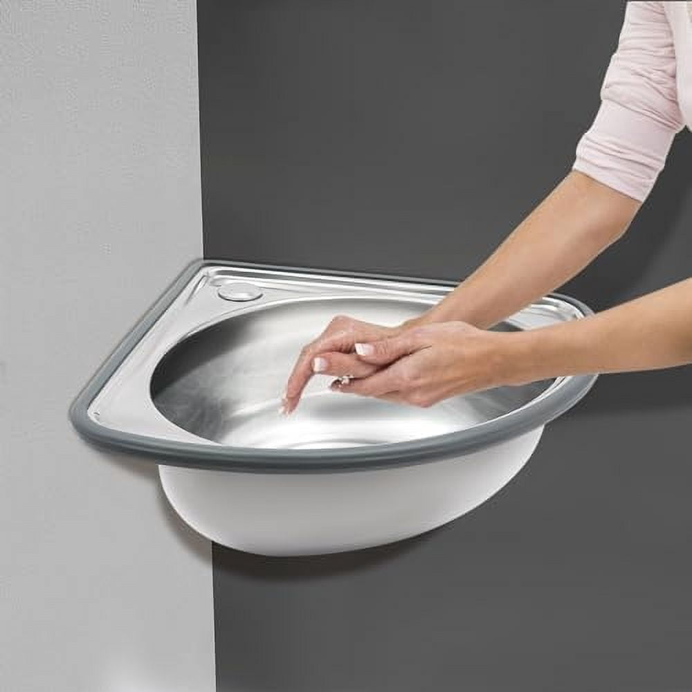 Stainless Steel Single Bowl Triangle Wash Basin Small Sink Corner Wall ...