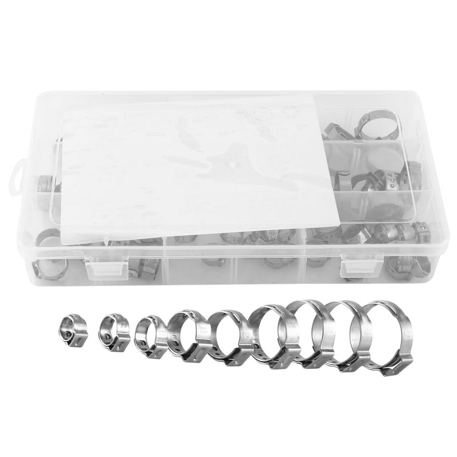 Stainless Steel Single Ear Hose Clamp, 80Pcs 6-23.6mm Crimp Hose Clamp ...