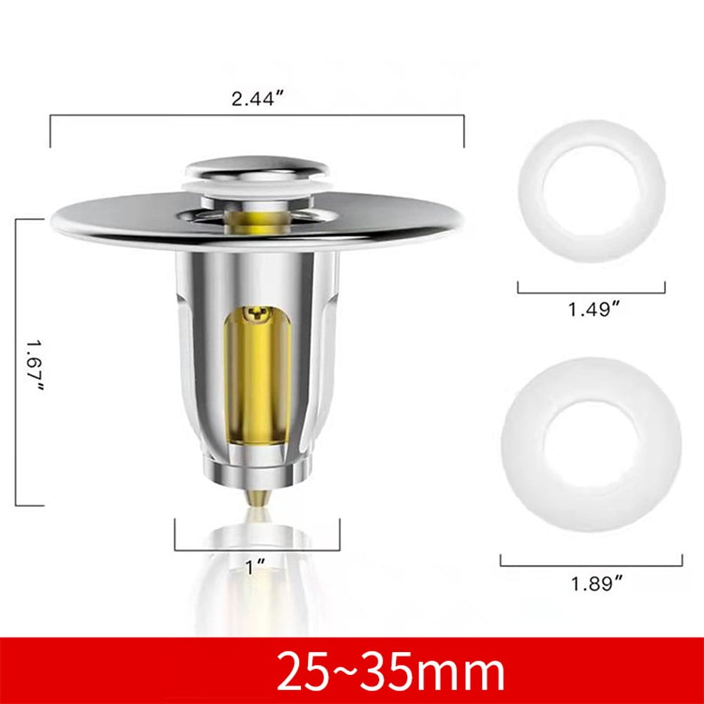 Stainless Steel Sink Basin Plug Replacement 25-35mm Push Core-Type Hair ...