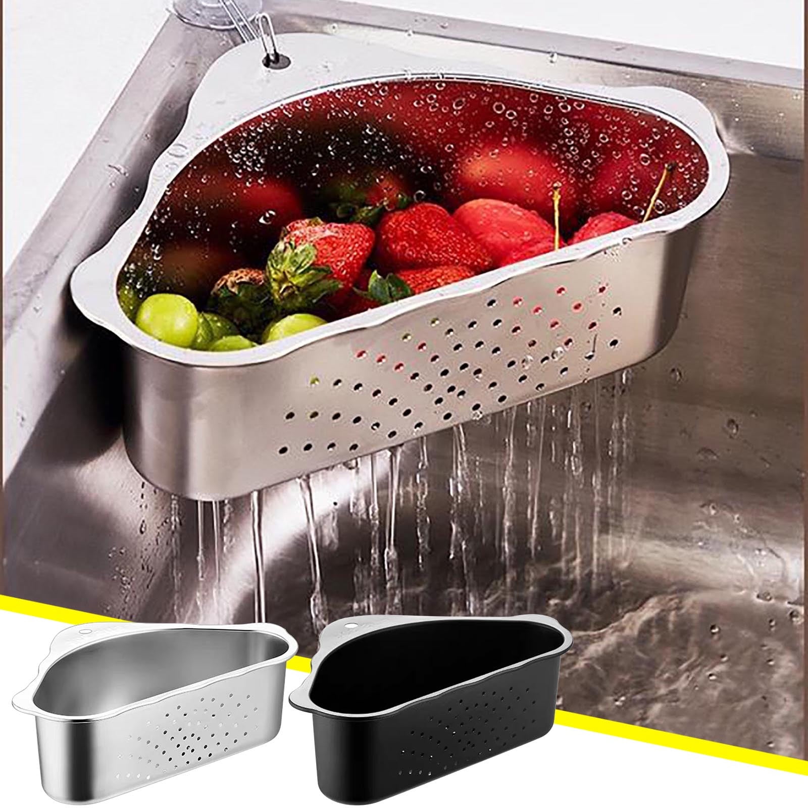 Stainless Steel Sink Basket, Triangular Kitchen Filter Rack, Mesh ...