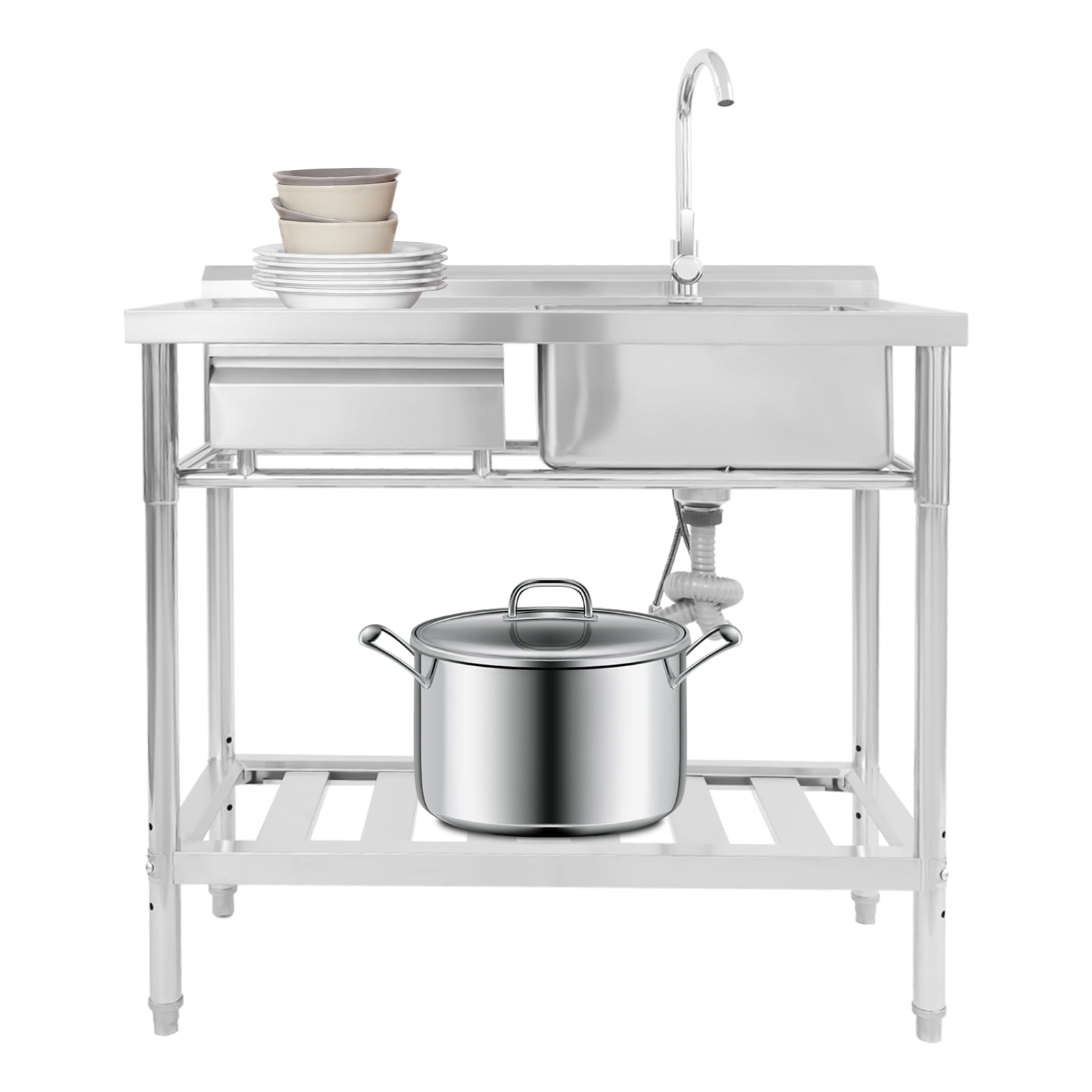 Stainless Steel Sink, Commercial Sink Set with Drawer, Free Standing ...