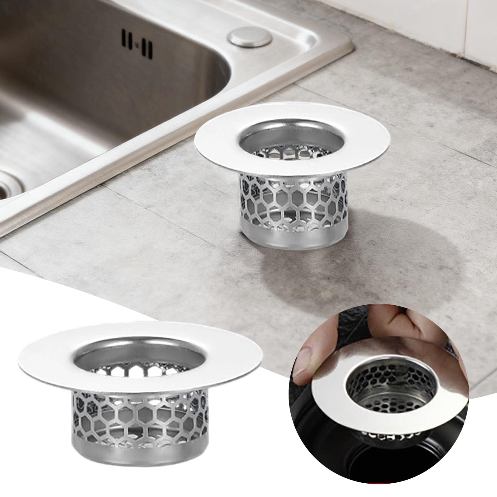 Stainless Steel Sink Drain Strainer, 4 Count 2.0 Inch Metal Mesh Filter ...