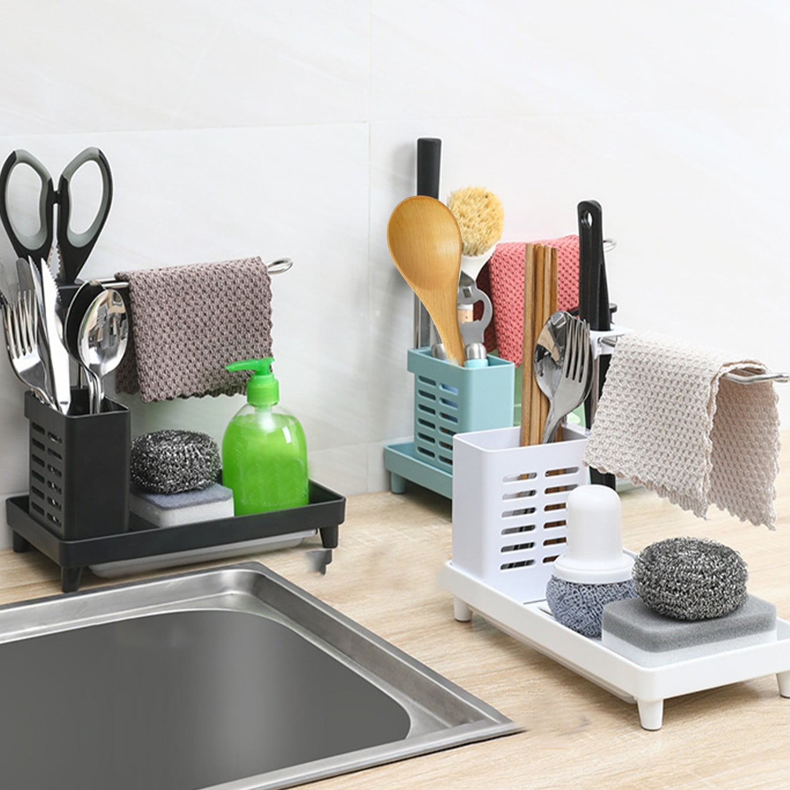 Stainless Steel Sink Shelf, Removable Drain Rack, Steel Dish Rags ...