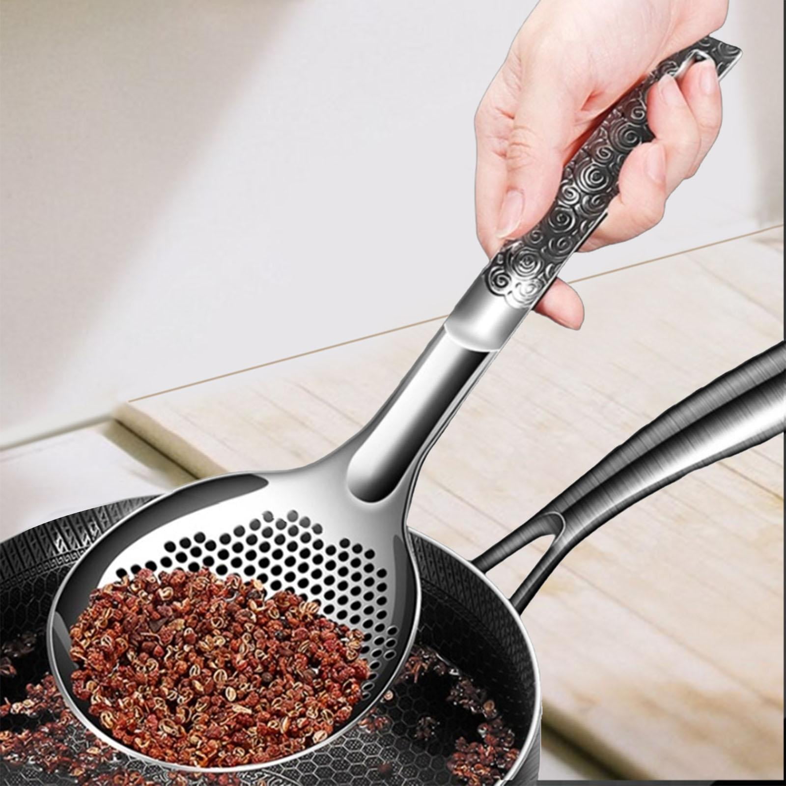 Stainless Steel Skimmer Slotted Spoon Ergonomic Handle Deep Frying ...