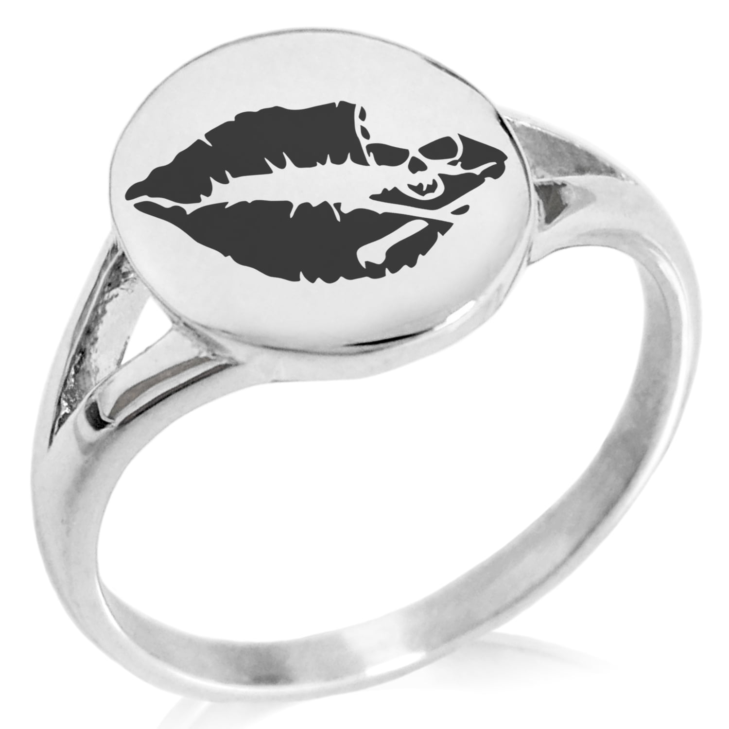 Stainless Steel Skull & Crossbones Kiss of Death Minimalist Oval Top ...