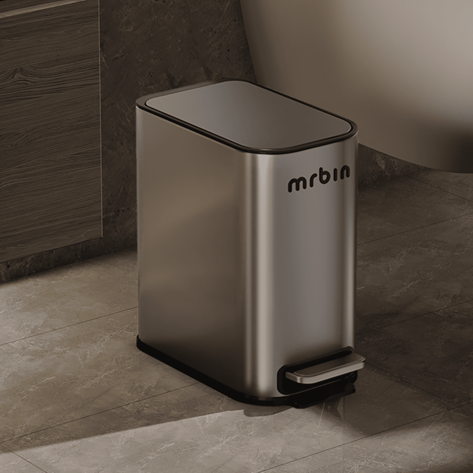 Mrbin Slim Step Trash Can 1.6 Gallon, Stainless Steel Small Wastebasket ...