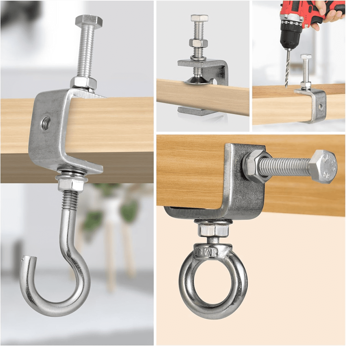 Stainless Steel Small C Clamp with Ring, C Clamp,Pipe Clamp Hooks for ...