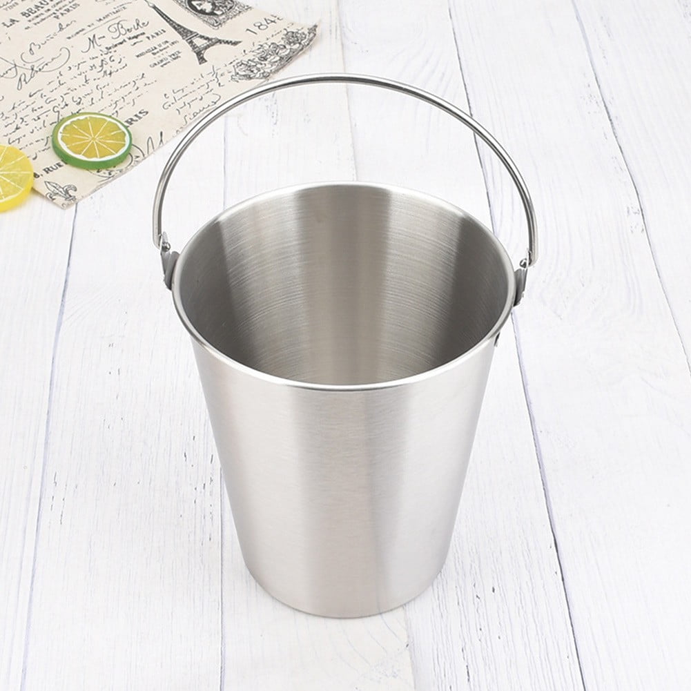 Stainless Steel Small Portable Ice Bucket with Handles Chip Cup Snack ...
