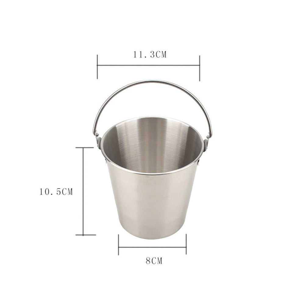 Stainless Steel Small Portable Ice Bucket with Handles Chip Cup Snack ...