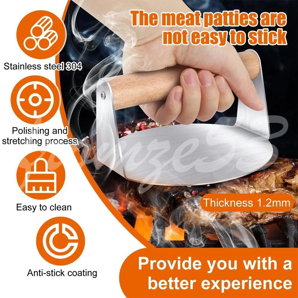 Stainless Steel Smash Burger Press Kit, Hamburger, Bacon, Steak, And ...
