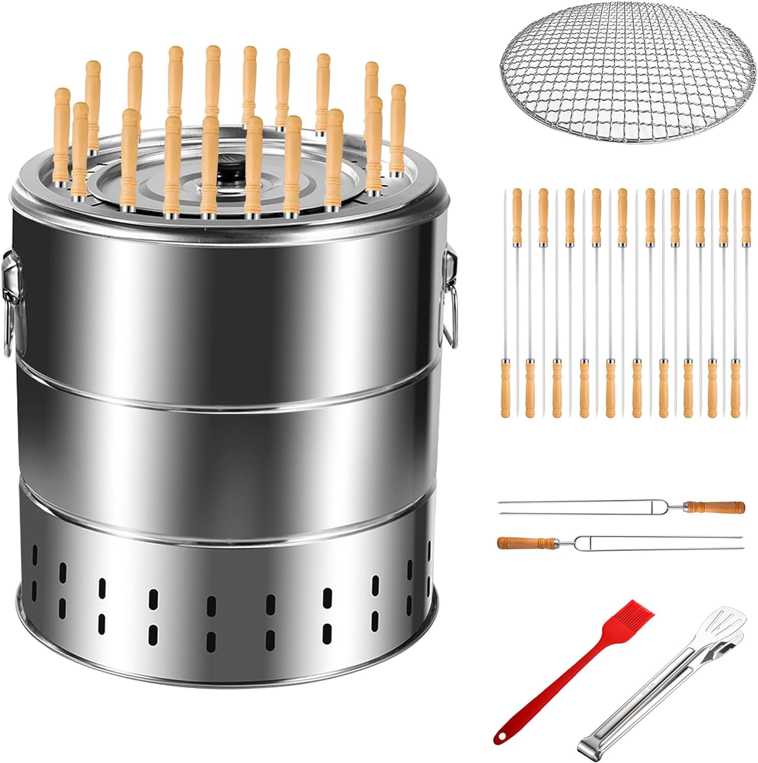 Stainless Steel Smokeless Barbecue Barrel Surround Charcoal Grill ...