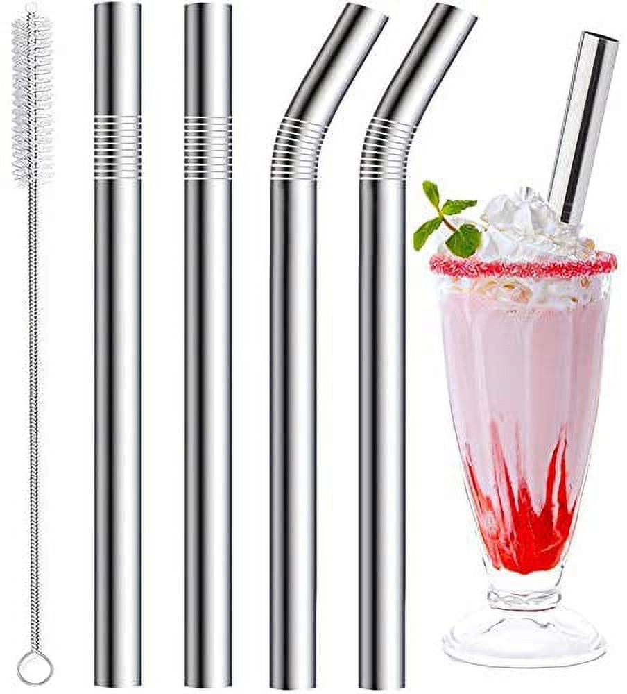 Stainless Steel Smoothie Straws, 0.4'' Extra Wide Reusable Metal ...