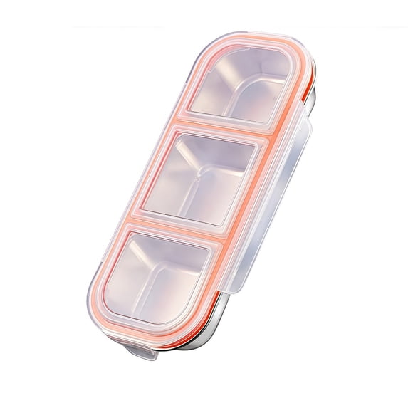 Stainless Steel Snack Container with 3 Compartments Leak-Proof Lunch ...