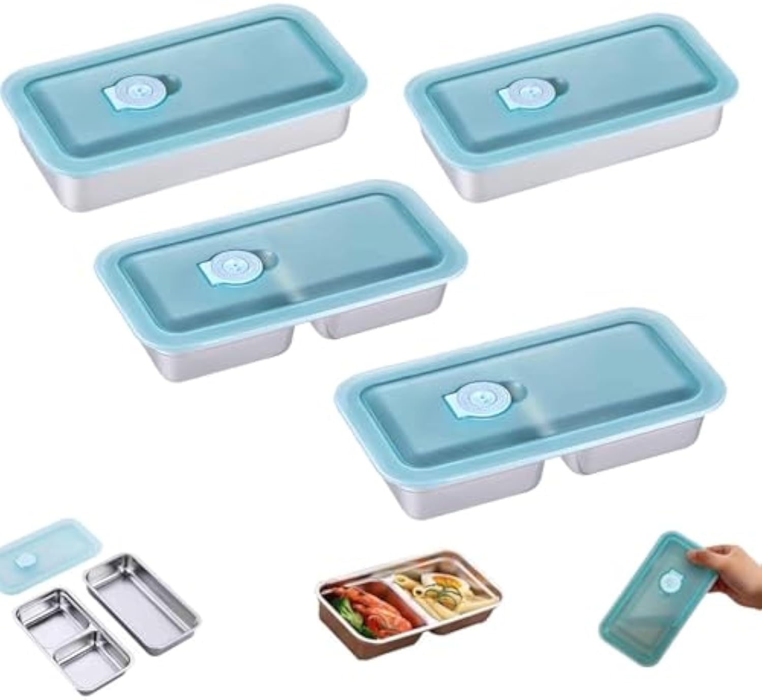 Stainless Steel Snack Containers, 2025 New Double Compartment Snack ...