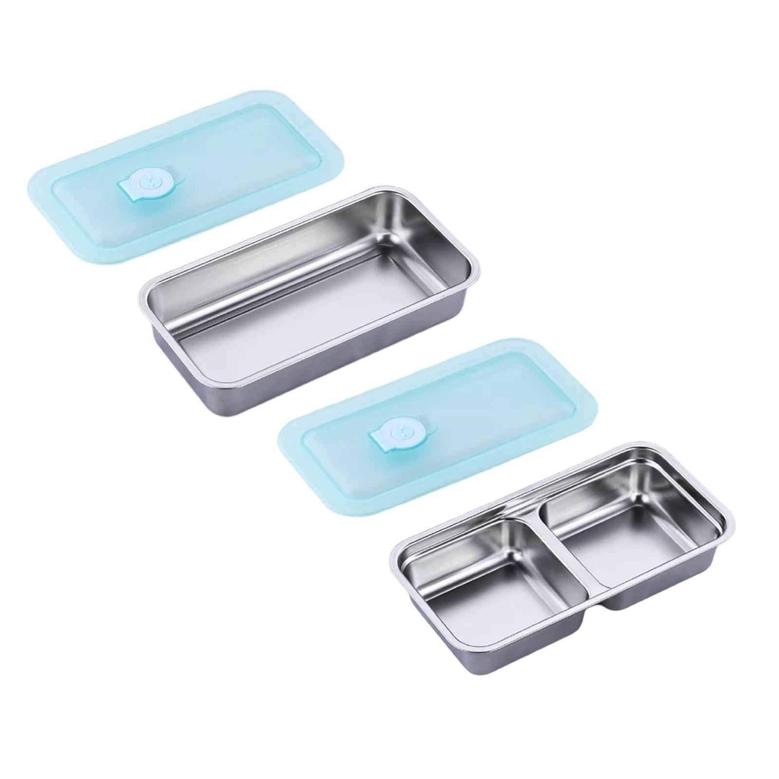 Stainless Steel Snack Containers with Lids - 2-Compartment Reusable ...