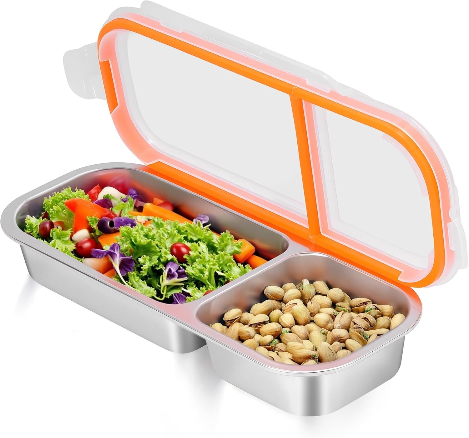 Stainless Steel Snack Containers - Reusable 3 Compartment Condiment Box ...
