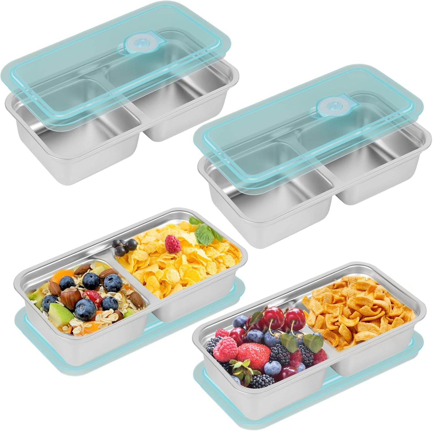Stainless Steel Snack Containers Reusable - 4 Pack Grab and Go Snack ...