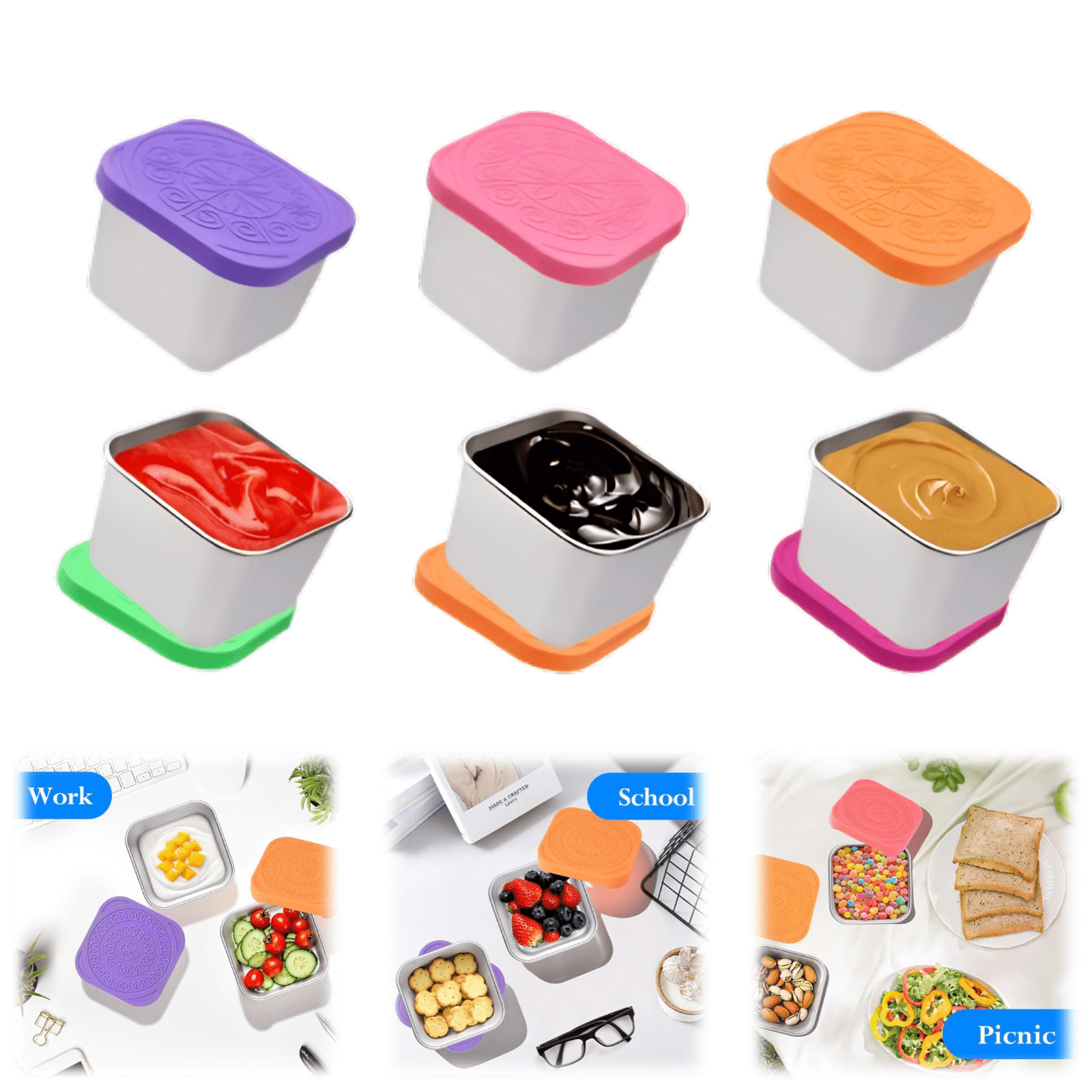 Stainless Steel Snack Containers, Small Food Storage Container with ...