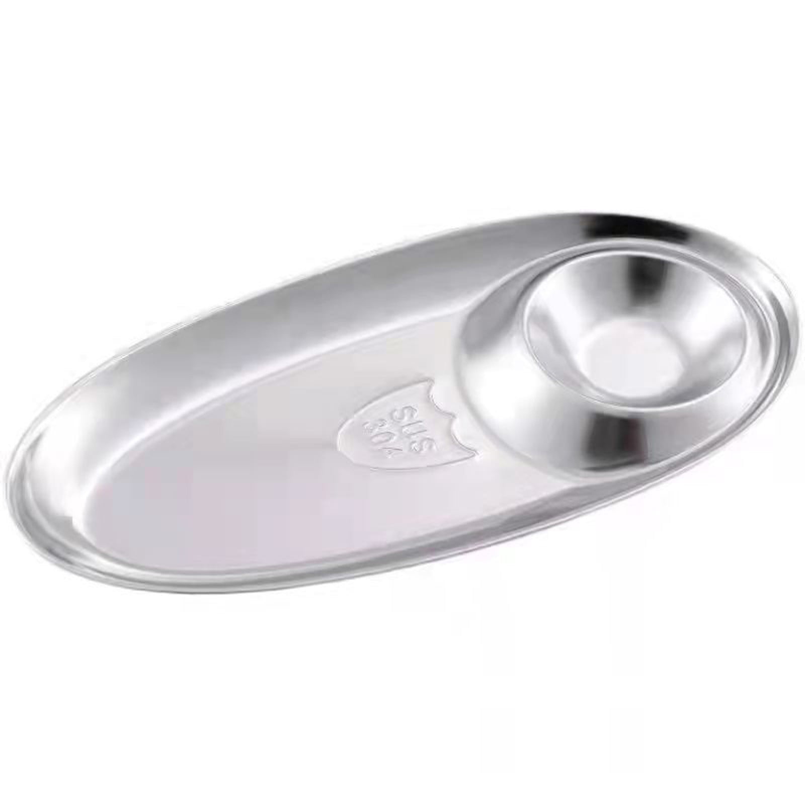 Stainless Steel Snack Plate Oval Fries And Dumpling Serving Tray With ...