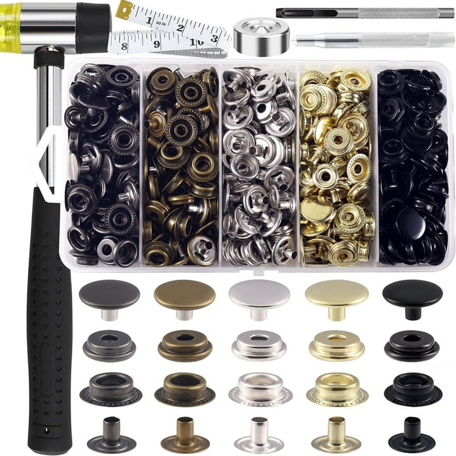 Stainless Steel Snaps, Heavy Duty Snap Fastener Tool, Canvas Snap Kit 5 ...