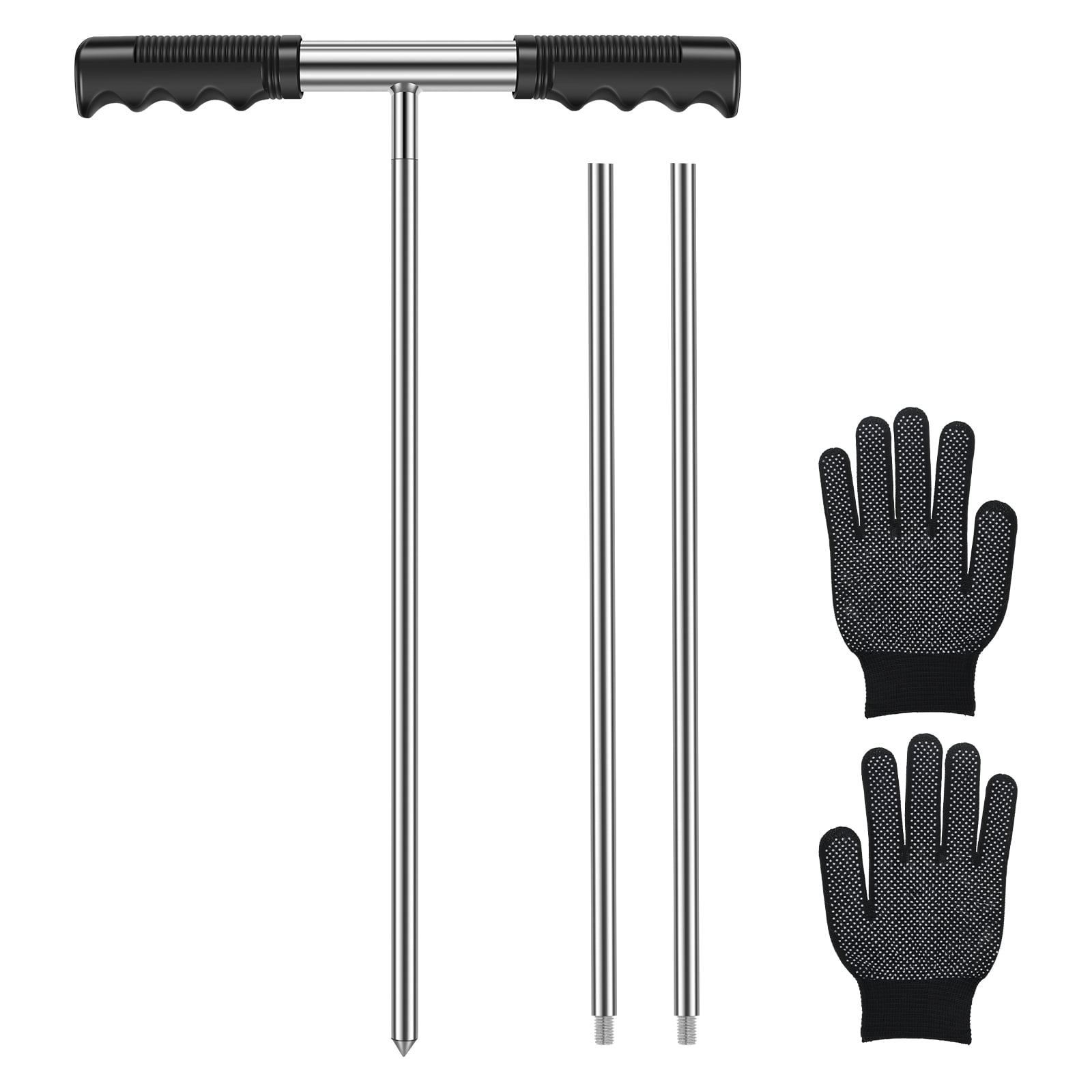 Stainless Steel Soil Probe Rod with T Handle Height Adjustable Ground ...