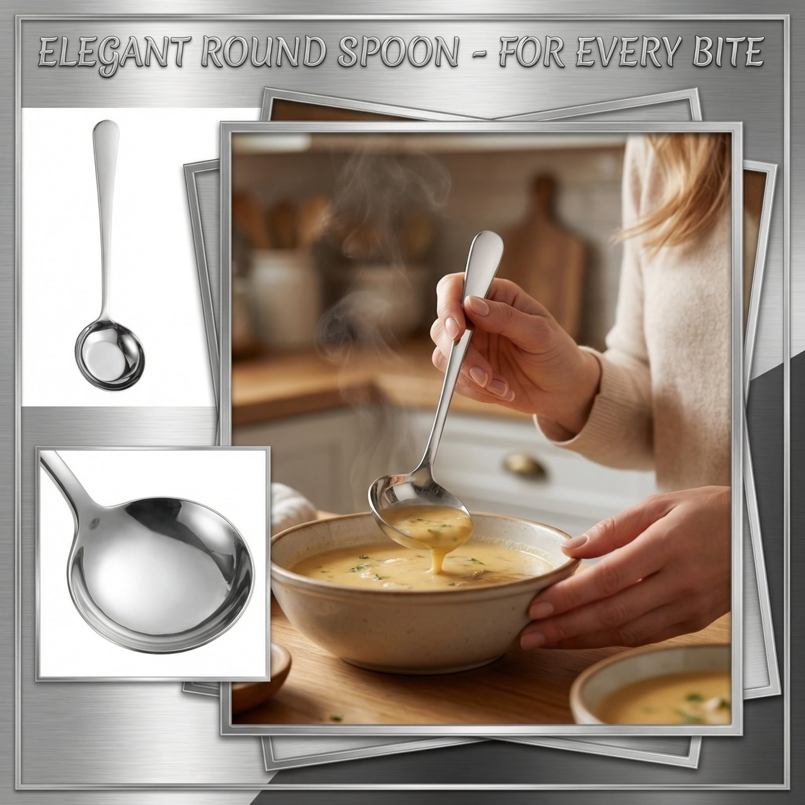 Stainless Steel Soup Ladle, Stainless Steel Flatware, 12 in Long Handle ...
