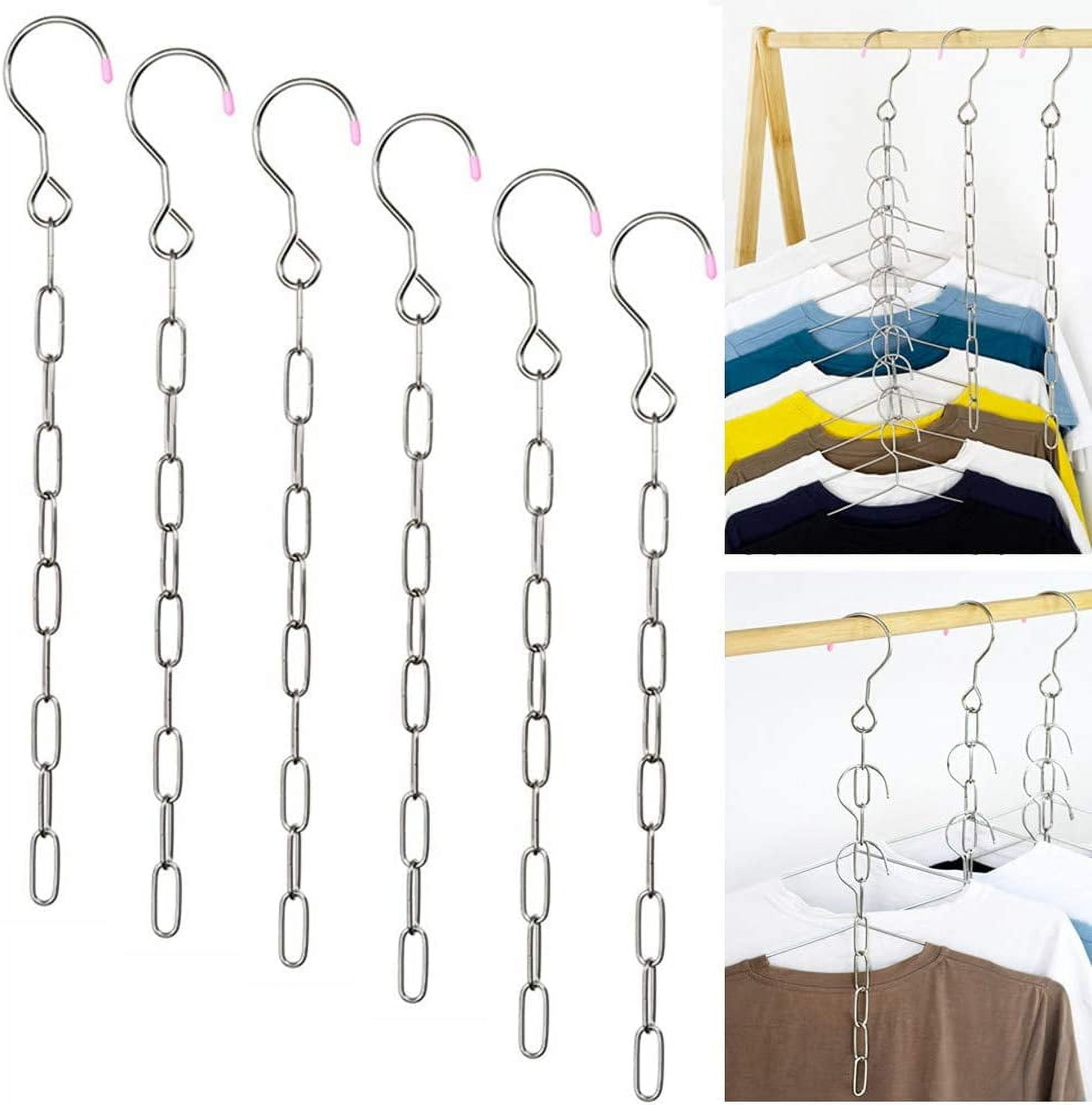 Stainless Steel Space Saving Hanger Chains Magic Hangers Closet Space ...