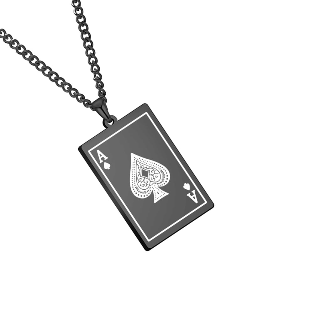 Stainless Steel Spade Pendant Necklace Adjustable Chain Necklace Poker ...