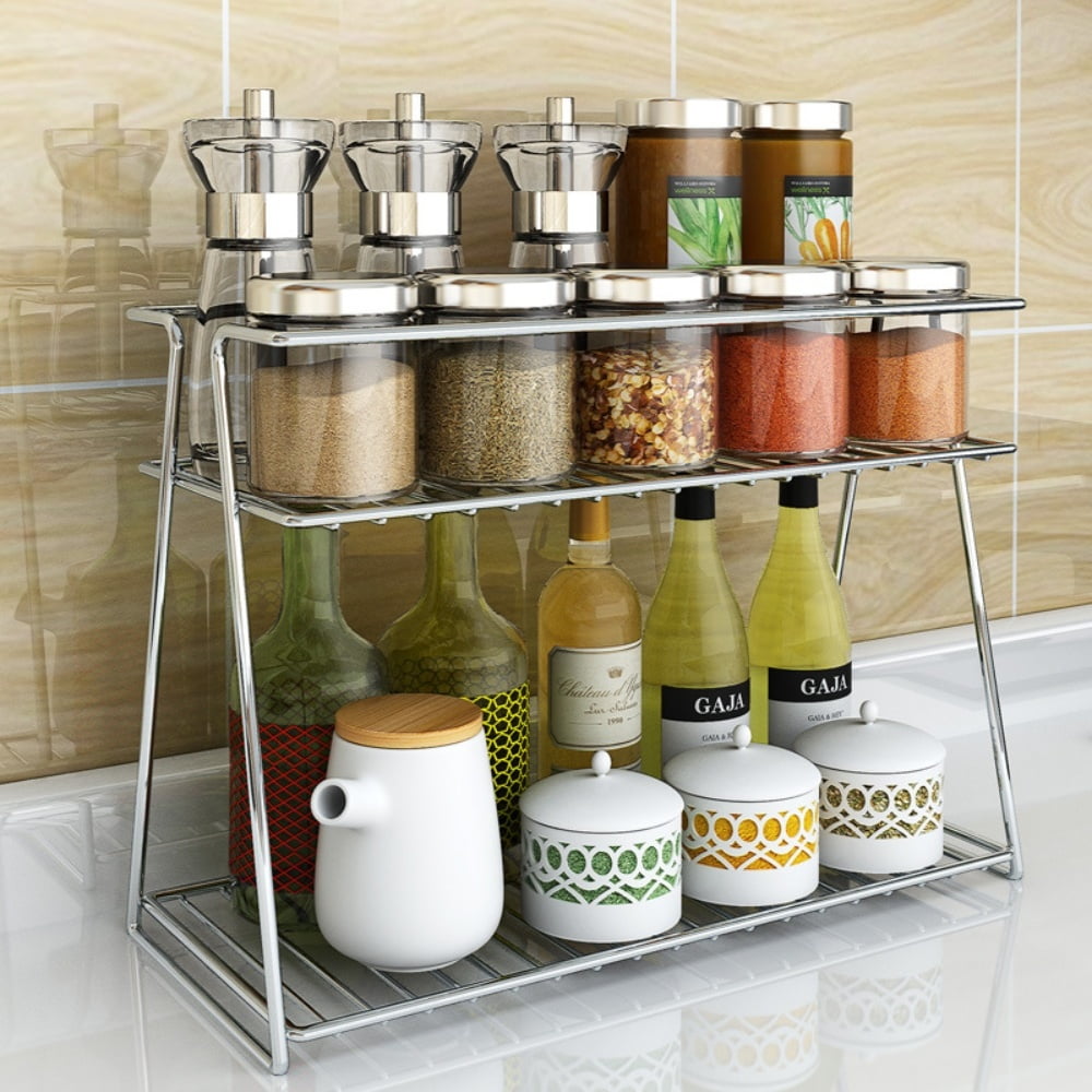Stainless Steel Spice 2-Tier Trolley Container Organizer Organiser ...