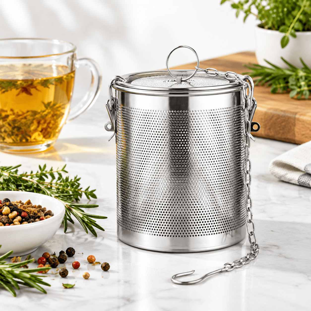 Stainless Steel Spice Infusion Basket Large Cooking Strainer Design ...