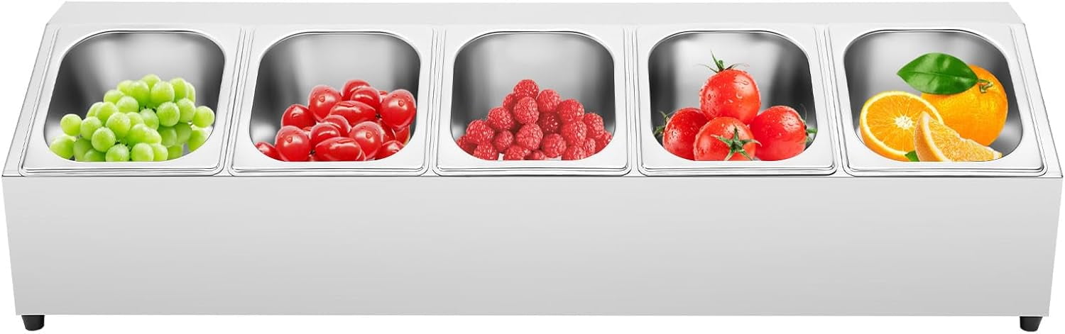 Stainless Steel Spice Rack, 5 Compartment Food Serving Rack Chef Pizza ...