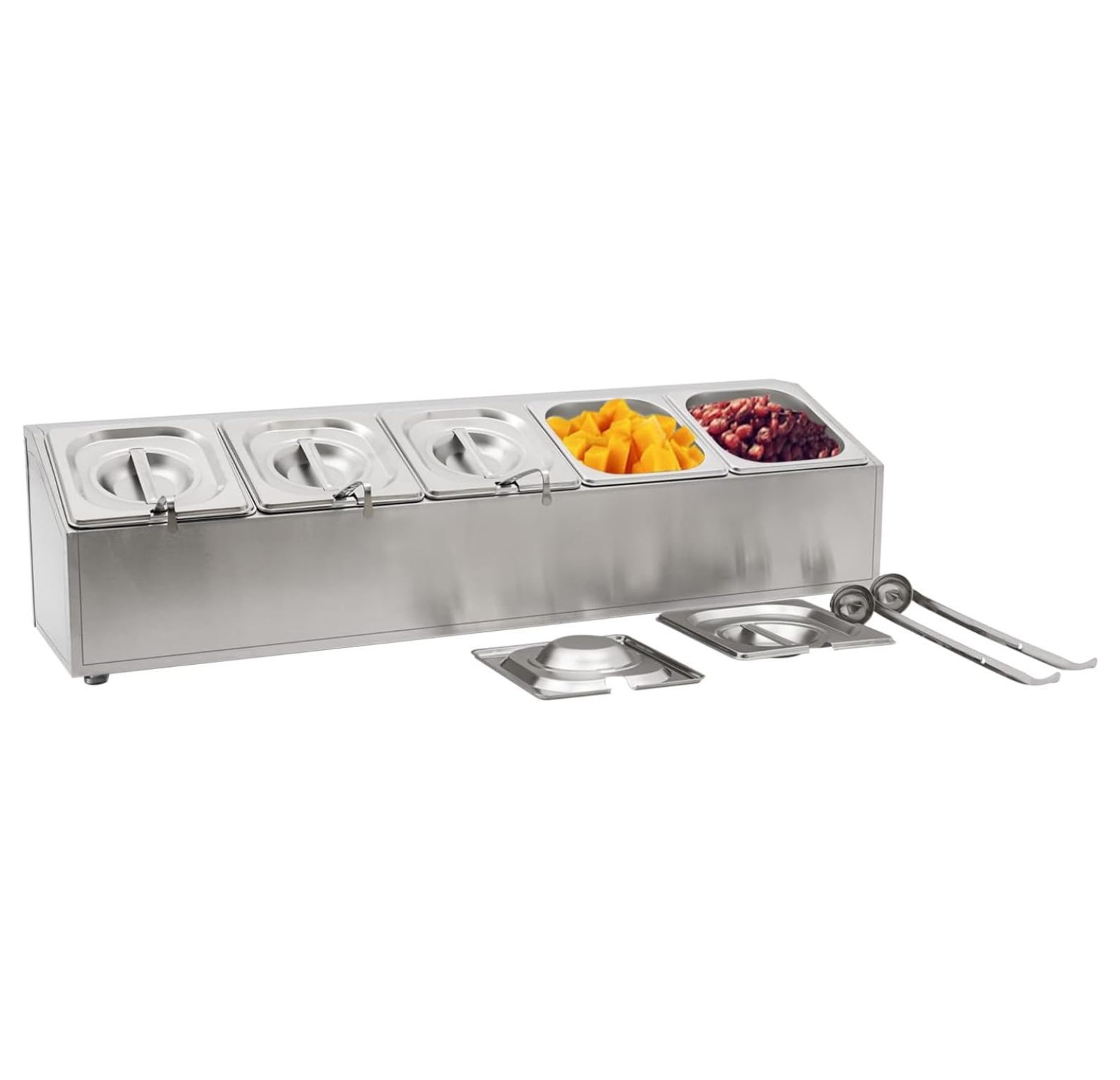 Stainless Steel Spice Rack Shelf Inclined Condiment Station with Pans ...