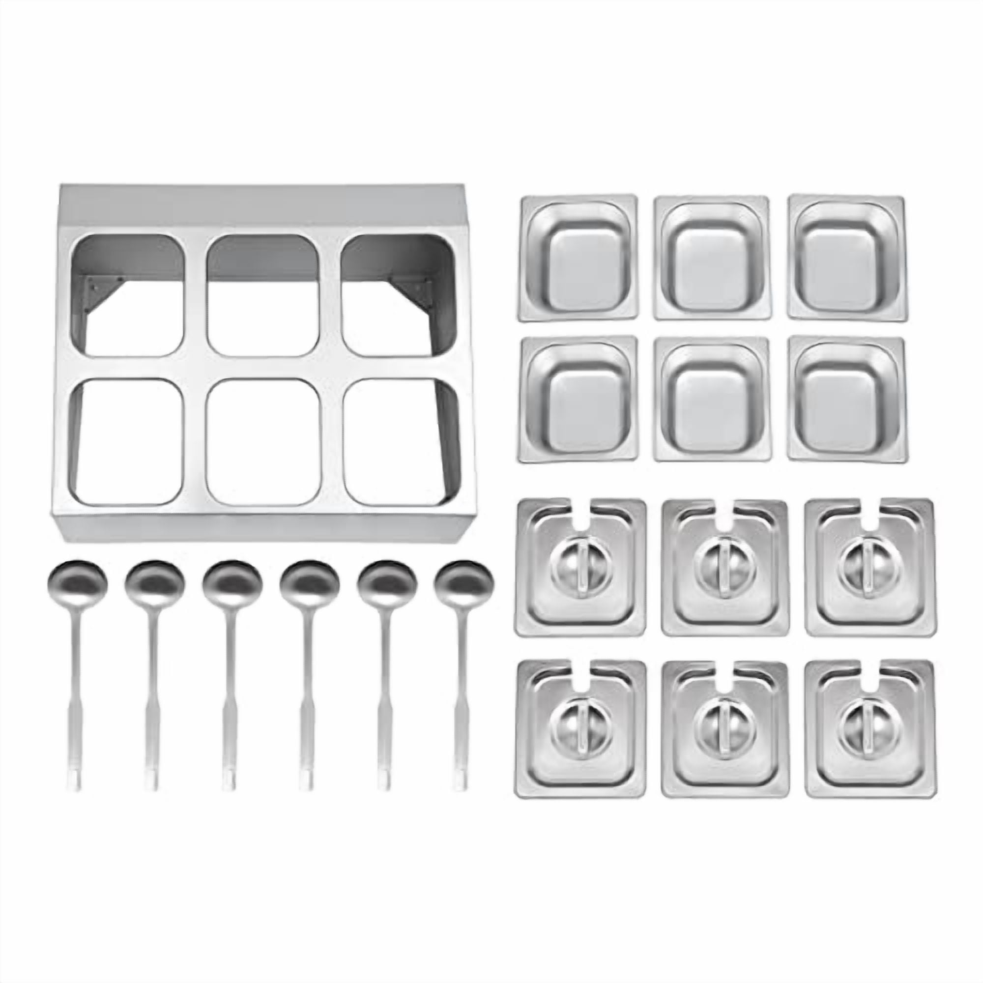 Stainless Steel Spice Rack Shelf, Organizer Stand with Six 1/6 Pans and ...