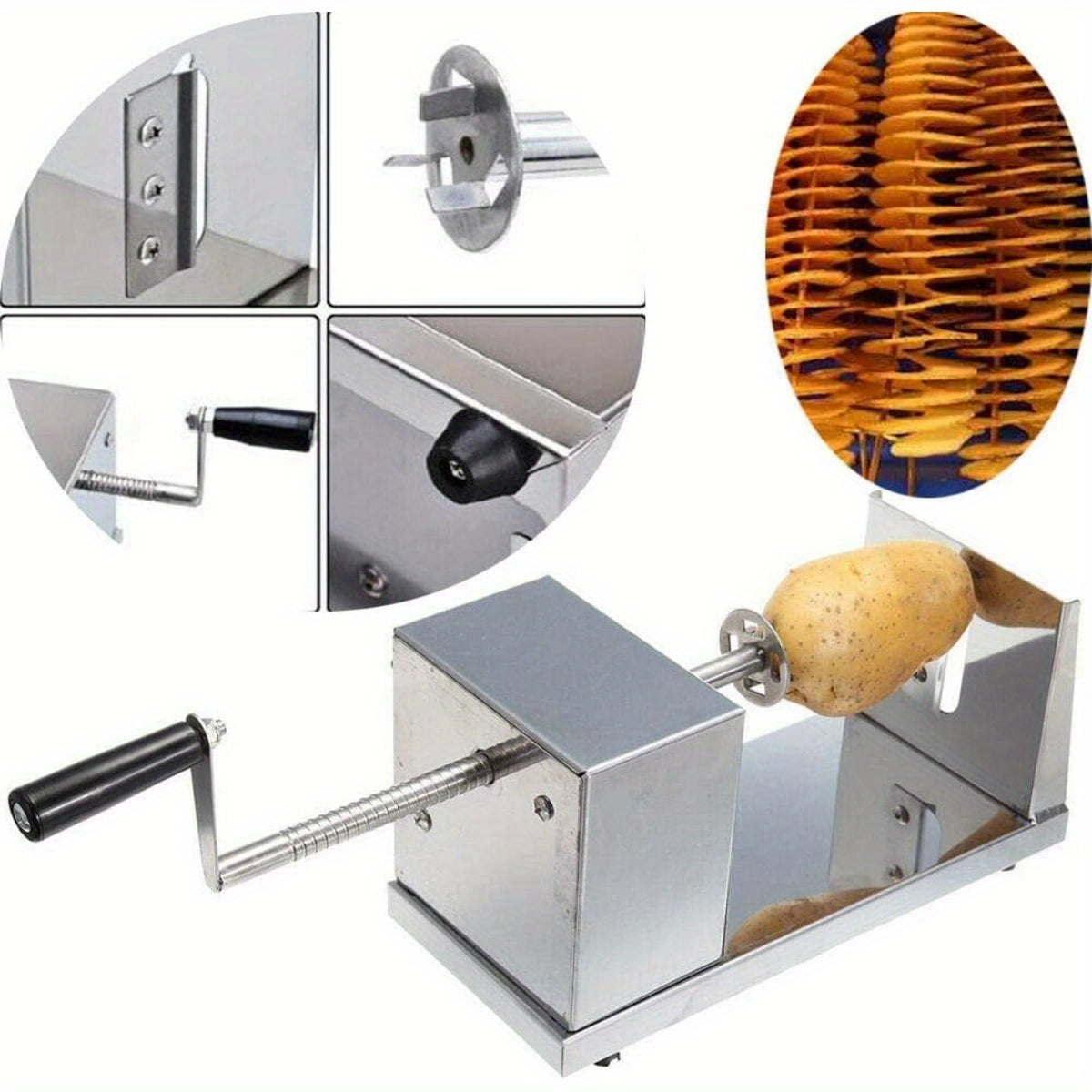 Stainless Steel Spiral Potato Cutter Chipper With 3 Blades, Manual ...