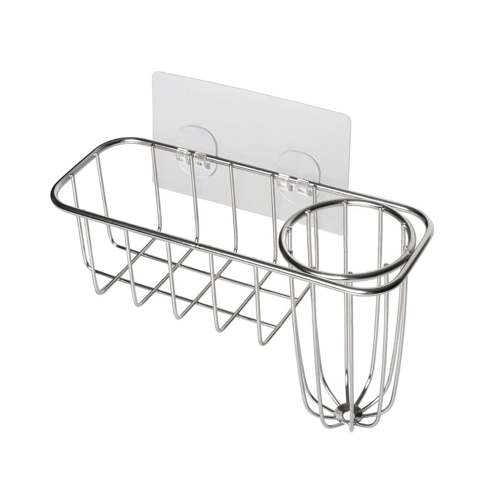 Stainless Steel Sponge Holder Brush Holder 2 in 1 Sink Drain Rack ...