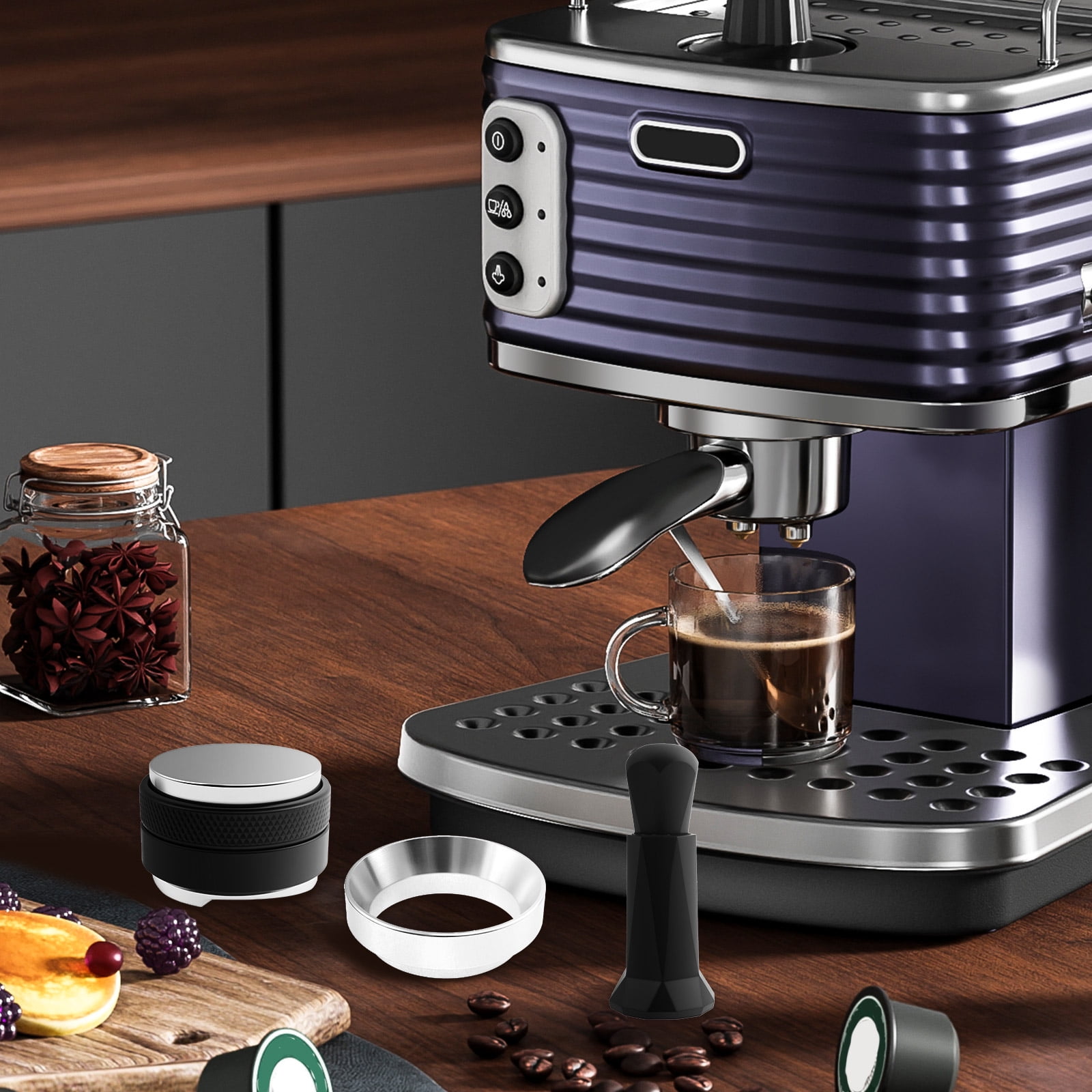 Stainless Steel Spring Loaded Calibrated Coffee Tamper Set Portable ...