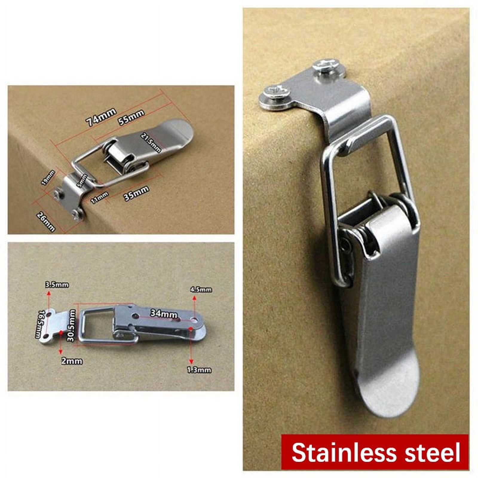 Stainless Steel Spring Loaded Draw Toggle Latch Clamp Clip Silver Hasp ...