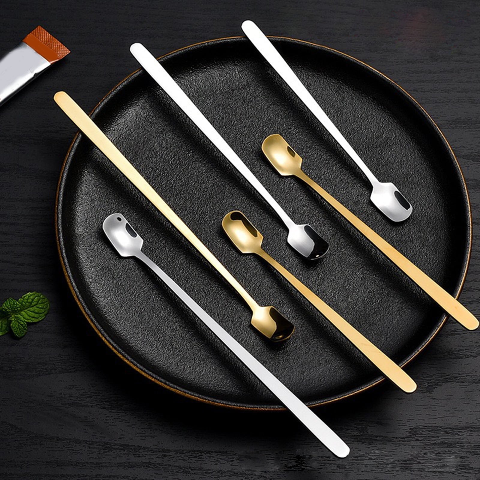 Stainless Steel Square Head Spoon Long Handle Stirring Spoons Mixing ...