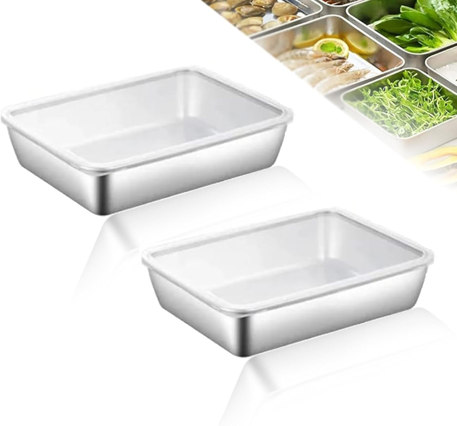 Stainless Steel Square Plate with Lid - Thickened Metal Stainless Steel ...