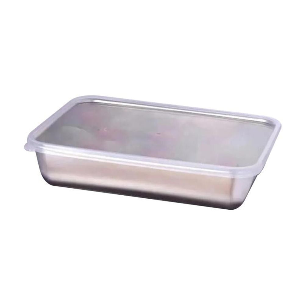 Stainless Steel Square Plate with Lid, Dinner Dish Baking Tray Plate ...
