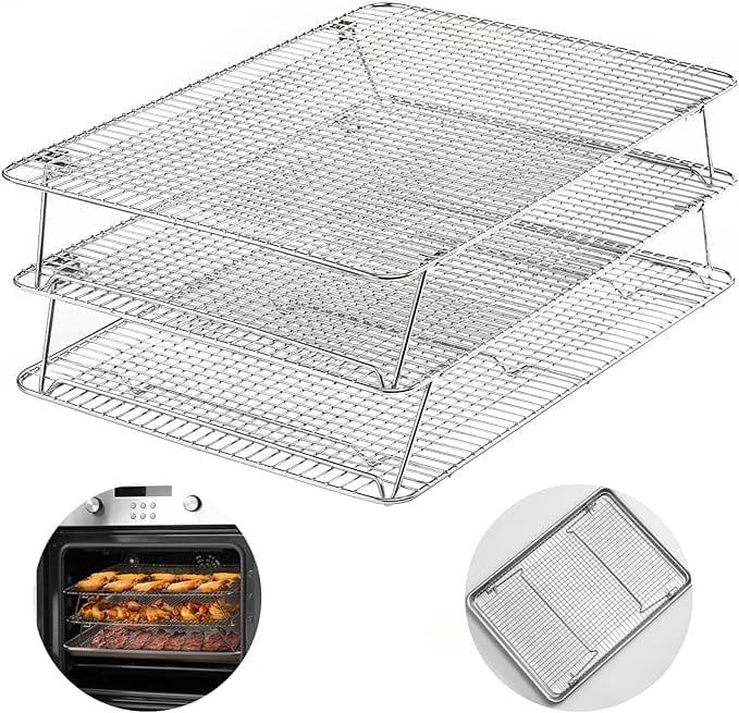 Stainless Steel Stackable Cooling Rack for Baking, 3 Tier 12”x 16.5 ...
