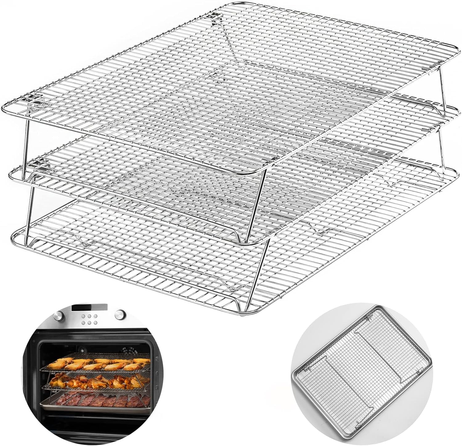 Stainless Steel Stackable Cooling Rack for Baking, Oven & Dishwasher ...