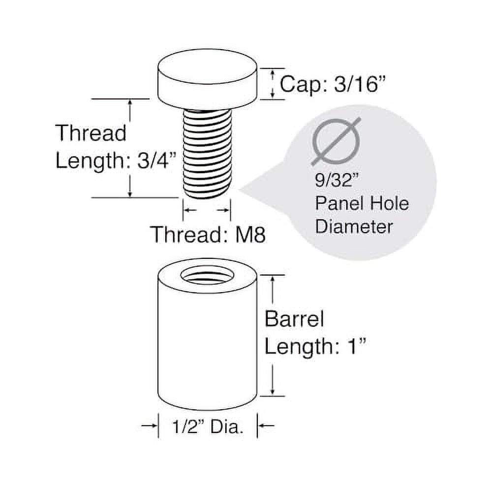Stainless Steel Standoff 1/2 Inch Diameter x 1 Inch Barrel Length ...