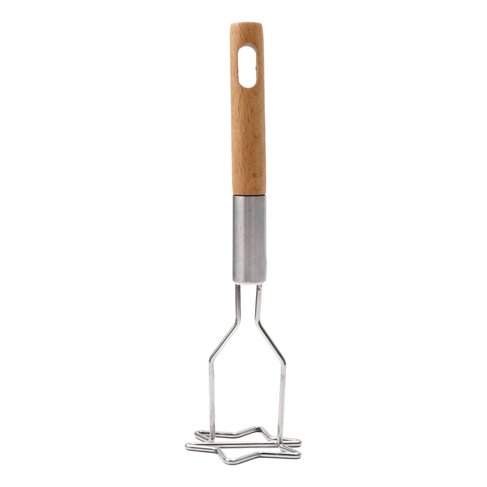 Stainless Steel Star-Shaped Potato Masher and Wood Egg Whisk for ...