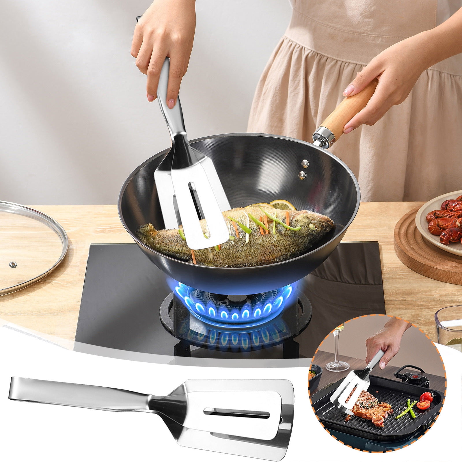 Stainless Steel Steak Clip Tongs for Kitchen Grill BBQ | 304 Food Grade ...