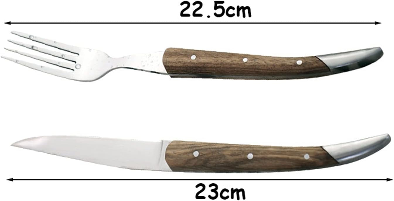 Stainless Steel Steak Knife And Fork Set Wooden Handle Flatware Set ...