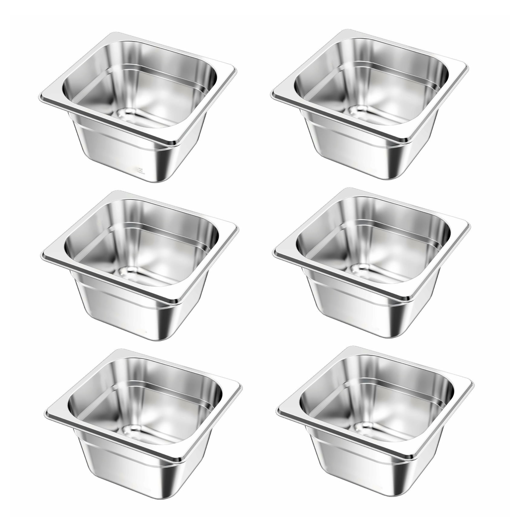Stainless Steel Steam Pans 1/6 Size - 6 Pack, 4 Inch Deep Hotel Pans ...
