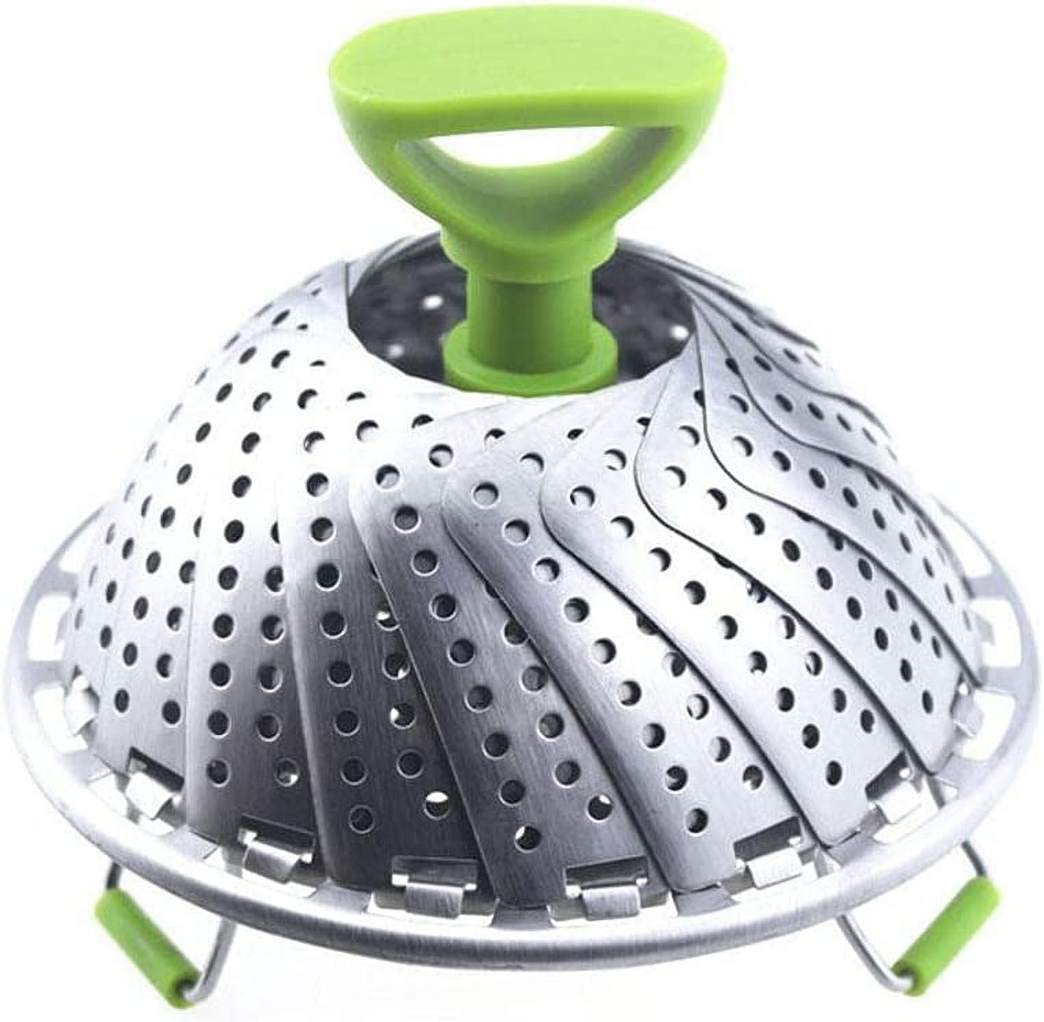 Stainless Steel Steamer Collapsible Basket Handle Vegetable Folding ...