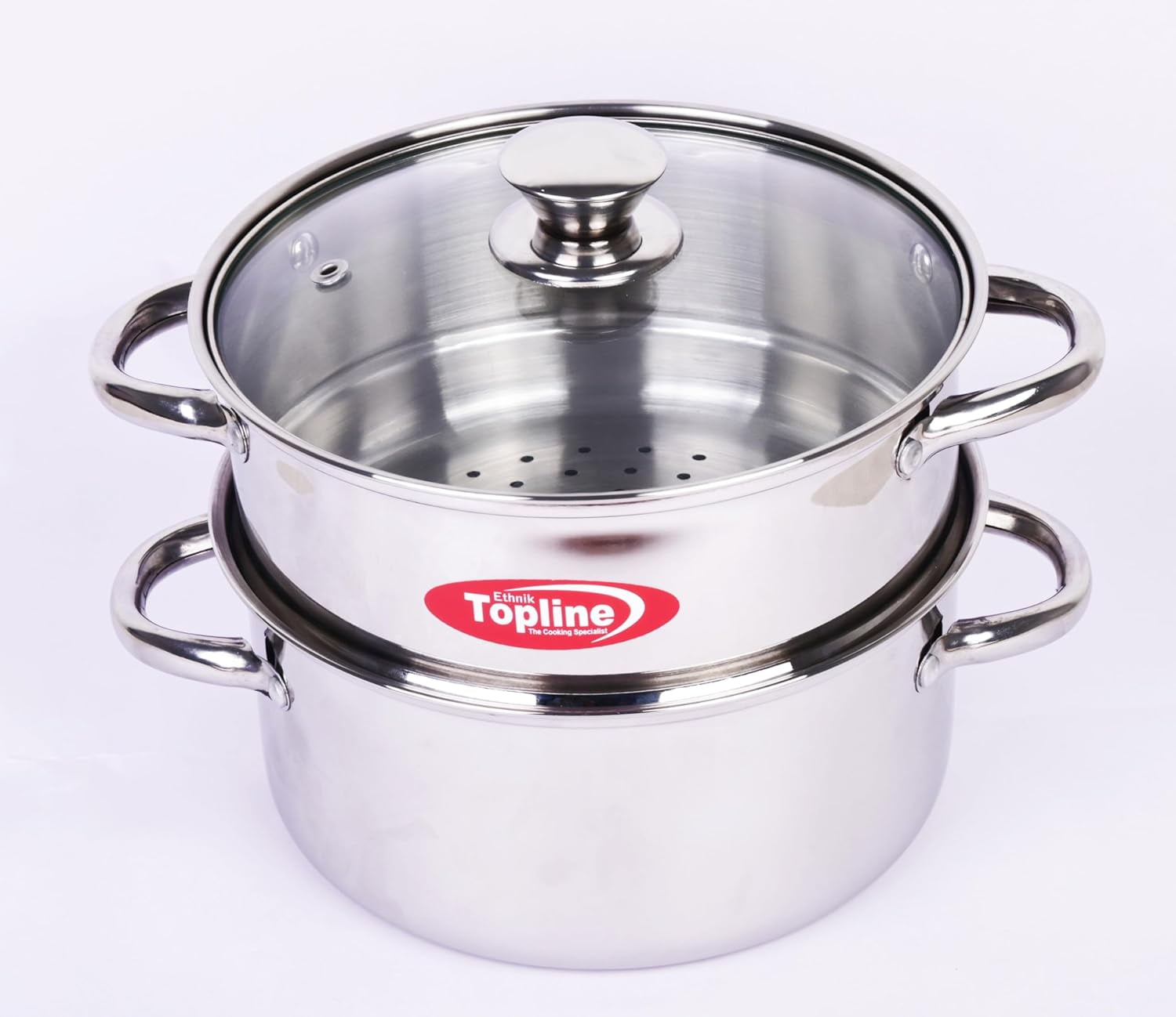 Stainless Steel Steamer With Glass Lid & Handles - Silver, 4.5 Liters ...